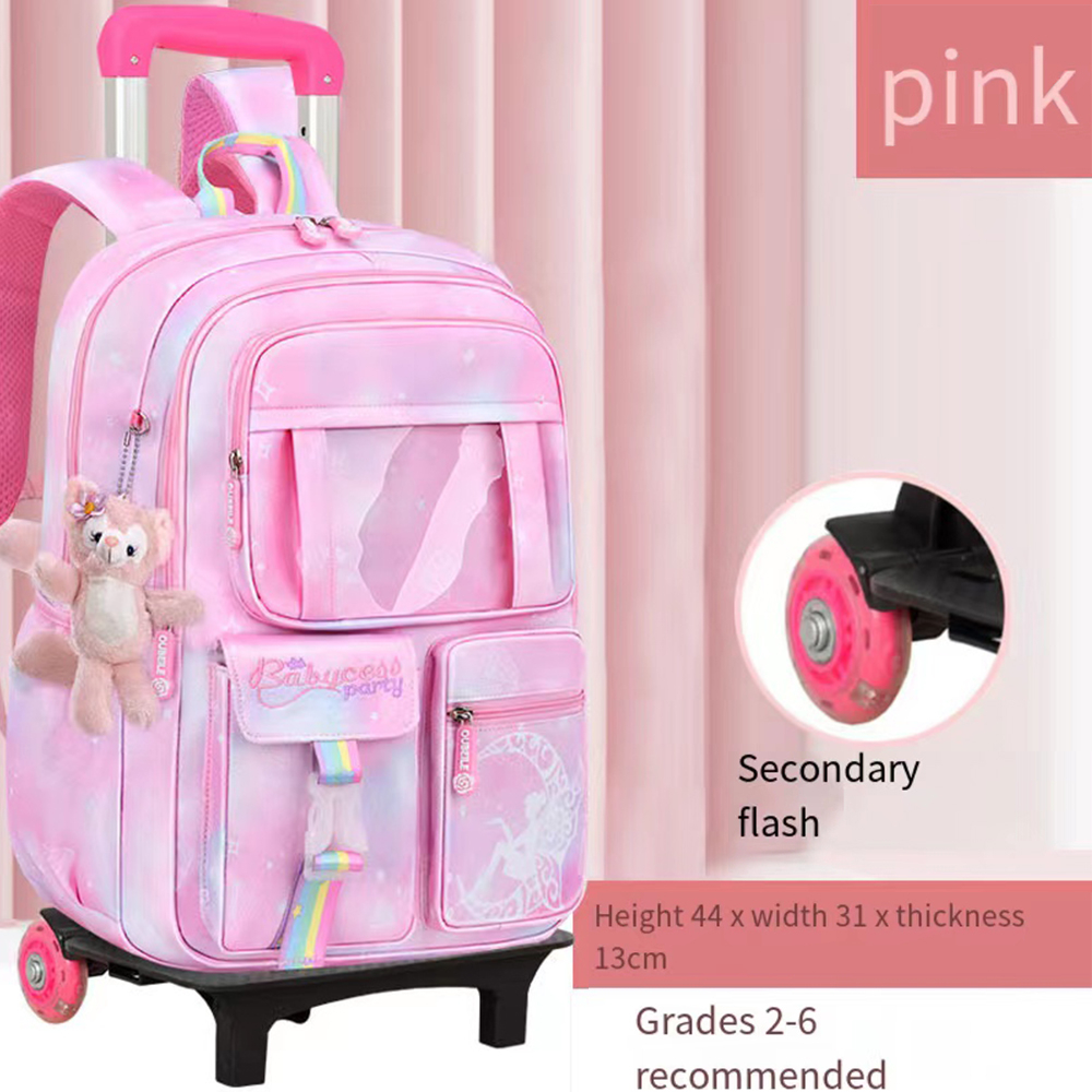 New elementary school students trolley bags girls shoulders backpack ...