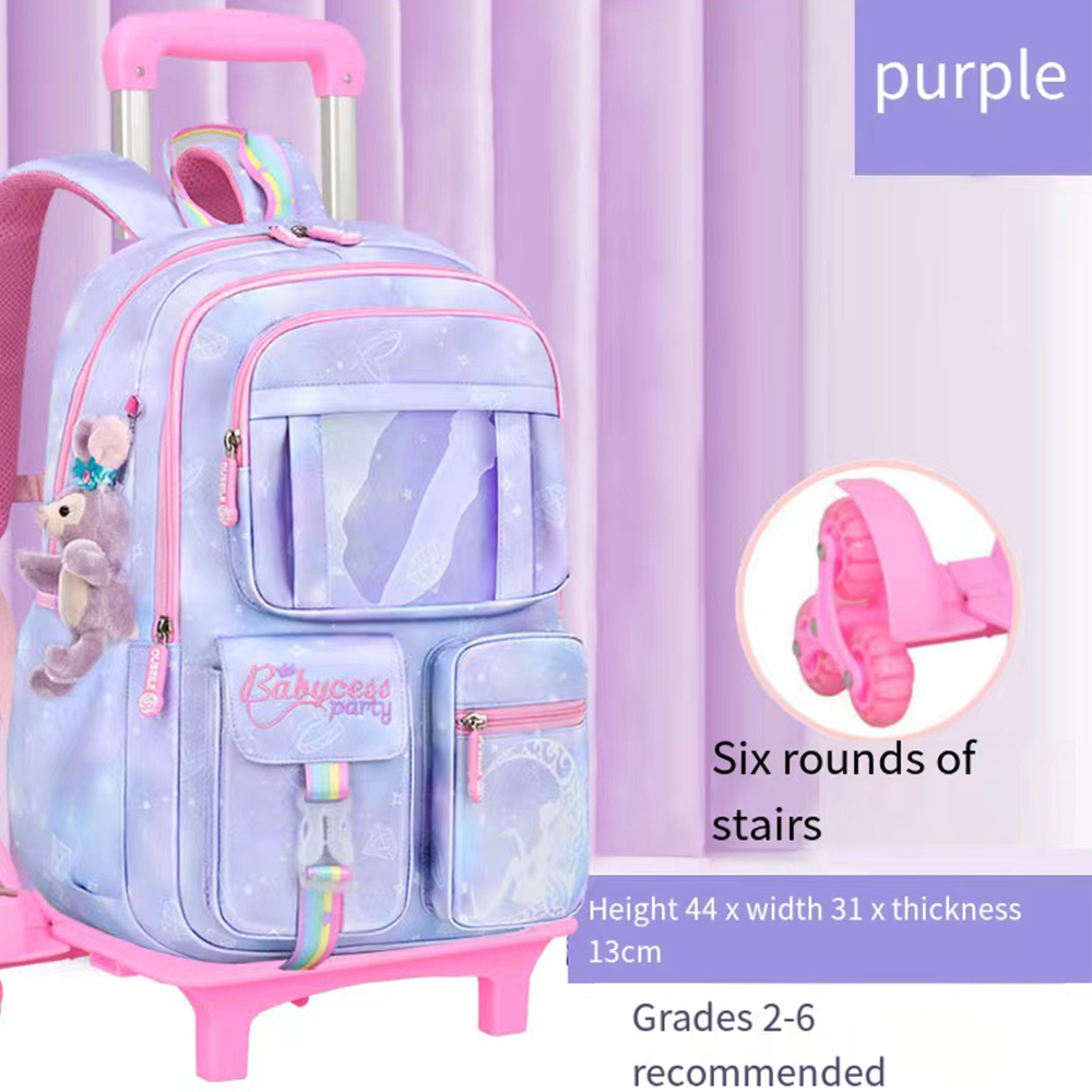 New elementary school students trolley bags girls shoulders backpack ...