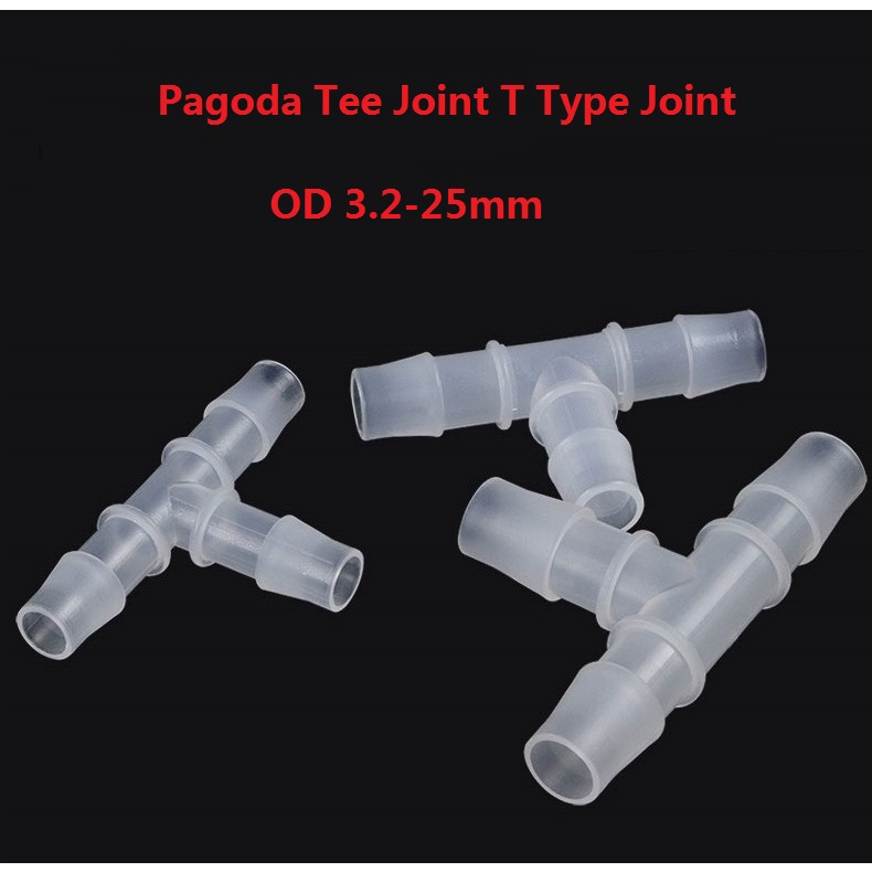 3.2mm-25mm Plastic Pagoda Tee Joint T Type Joint Hose Connector-20PCS ...