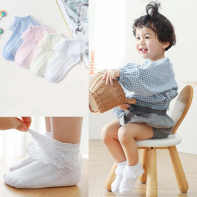 Baby Girls Socks Children Lace Decor Socks Kids Lovely Solid Color ...