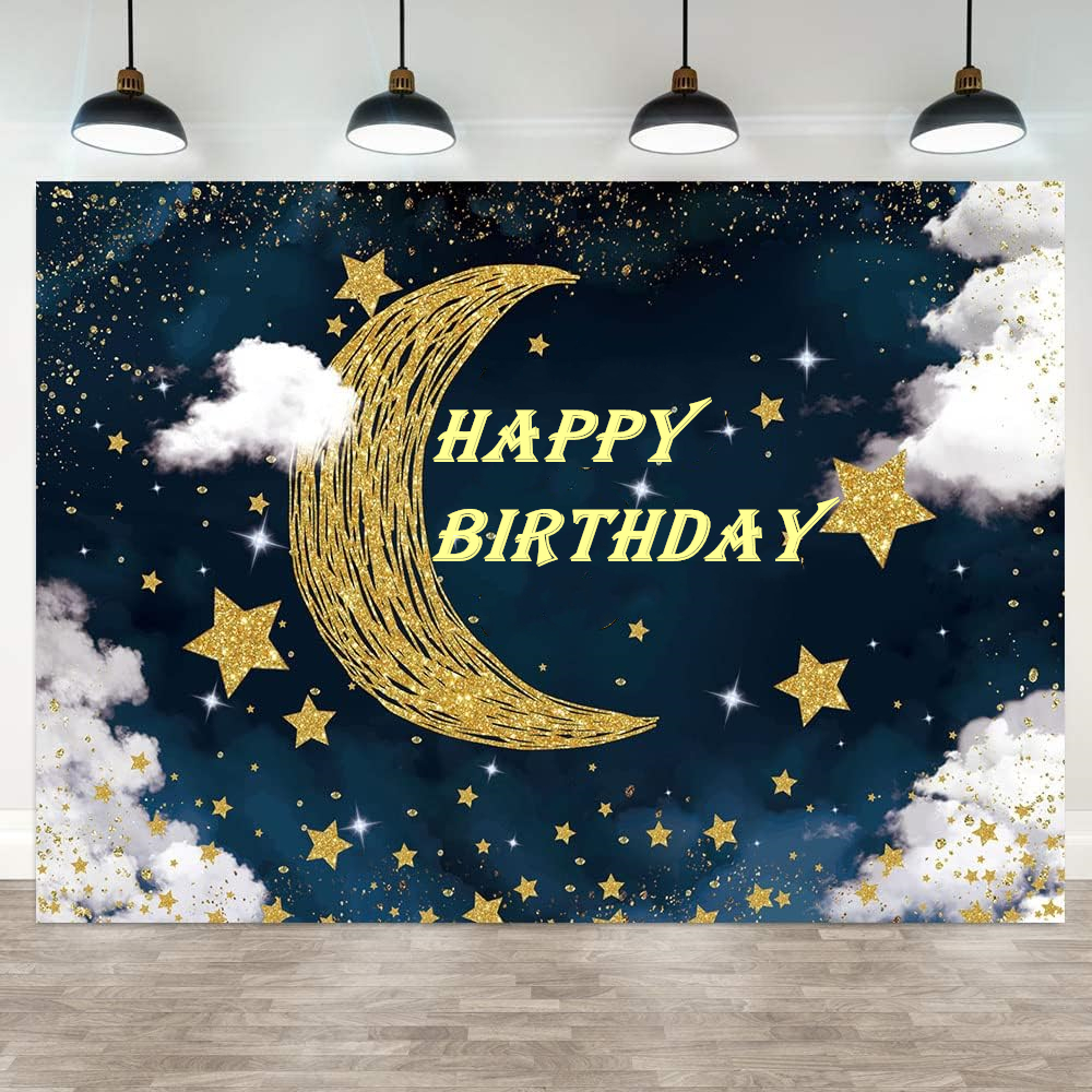 7×5ft Happy Christening Photography Backdrop Moon and Stars Starry ...