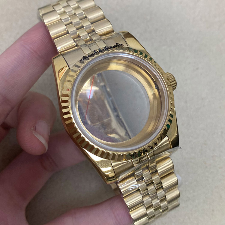 36/39MM PVD Gold Teeth Bezel Case Strap Watch Accessories for NH35/NH36 ...