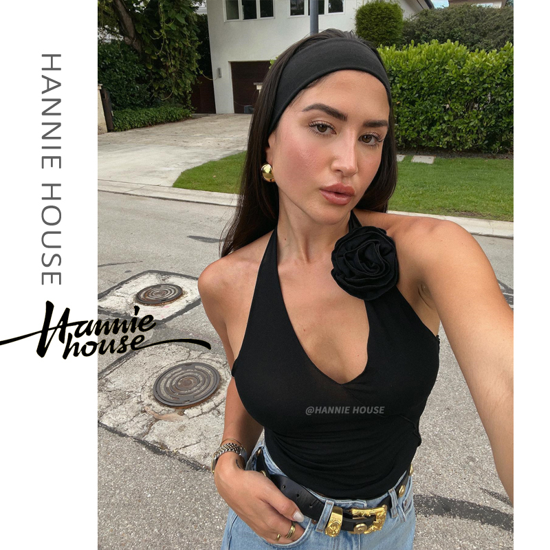 Hannie-Women 3D Flower Halter Neck Summer Tank Tops | Shopee Philippines