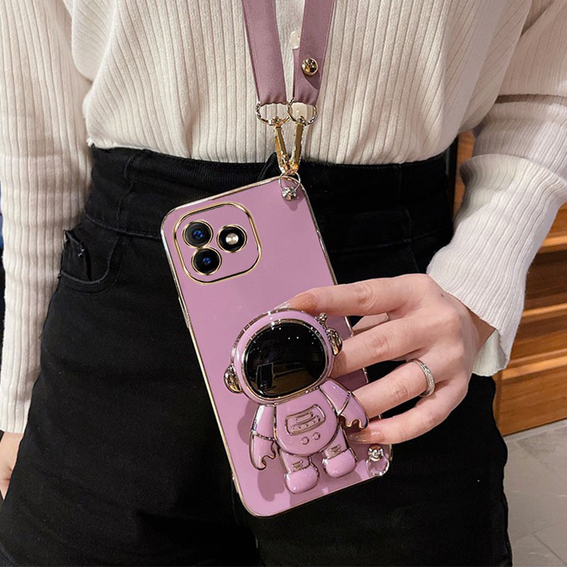 Casing Samsung Galaxy A04 A04E Electroplating Astronauts Holder Soft ...