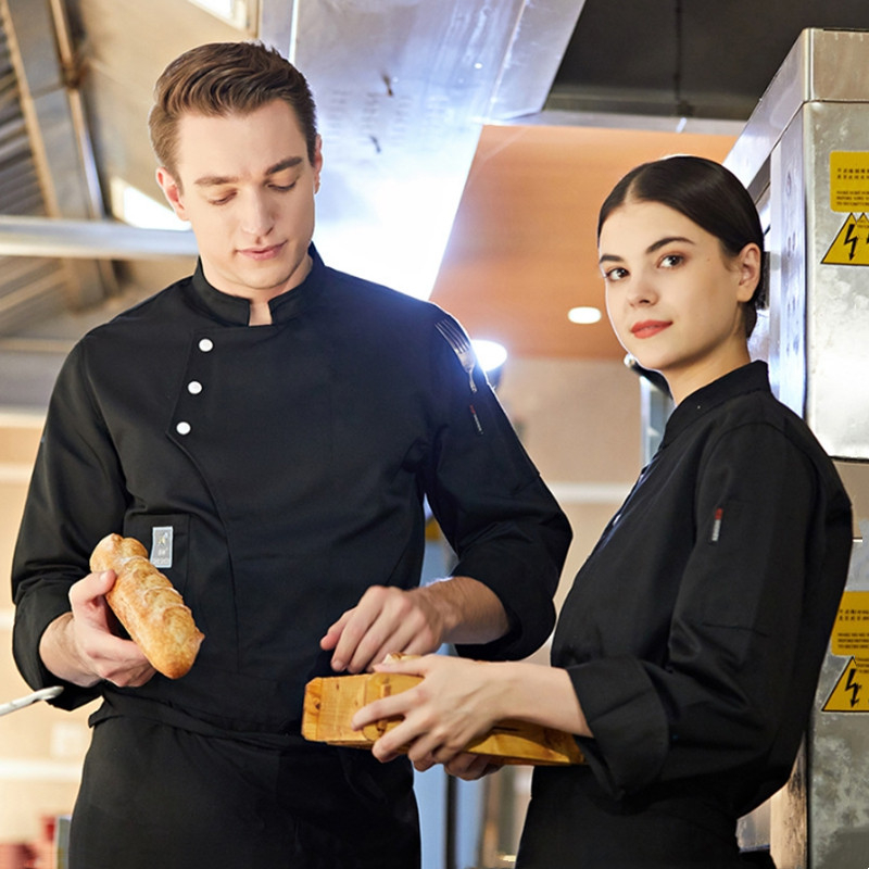 Ready Stock Hotel chef uniform overalls men and women long-sleeved ...