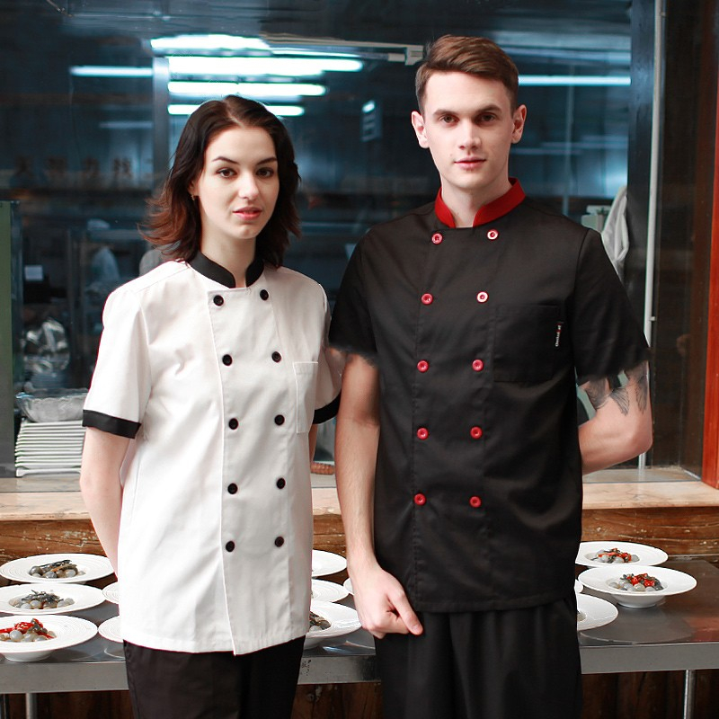 Chef uniform male short-sleeved hotel restaurant kitchen chef work ...