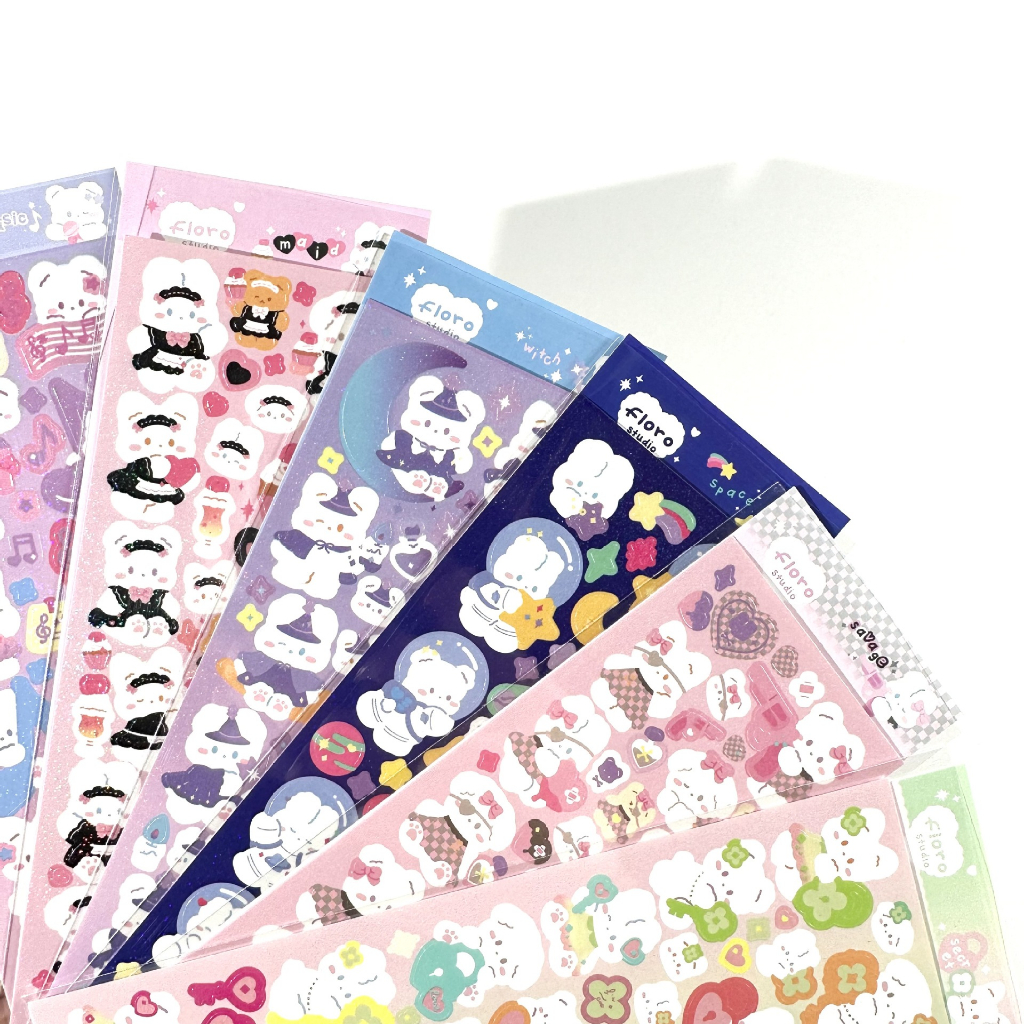 Korean Kawaii Cute Cartoon Animal Rabbit White Bear Stickers Children's ...