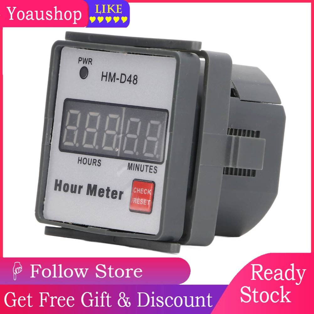 Yoaushop Hour Meter Digital Display Timer ABS Gauge 0‑999.99 Hours Timing Tool AC 220‑240V ...