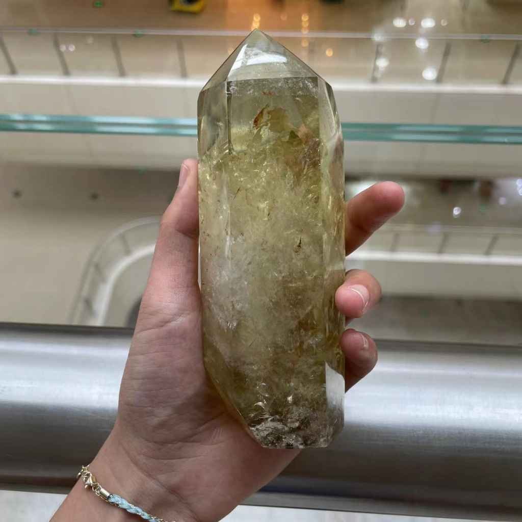 Natural Citrine Hexagonal Column Home Office Decoration Degaussing ...