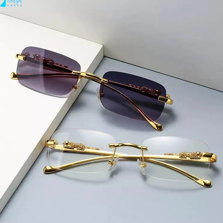 Retro Cheetah Decoration Clear Ocean Lens Sunglasses Men Shades UV400 ...