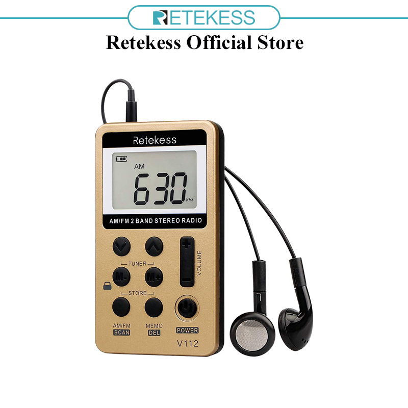 RETEKESS V112 Pocket Radio Portable Mini AM FM Receiver Personal with ...