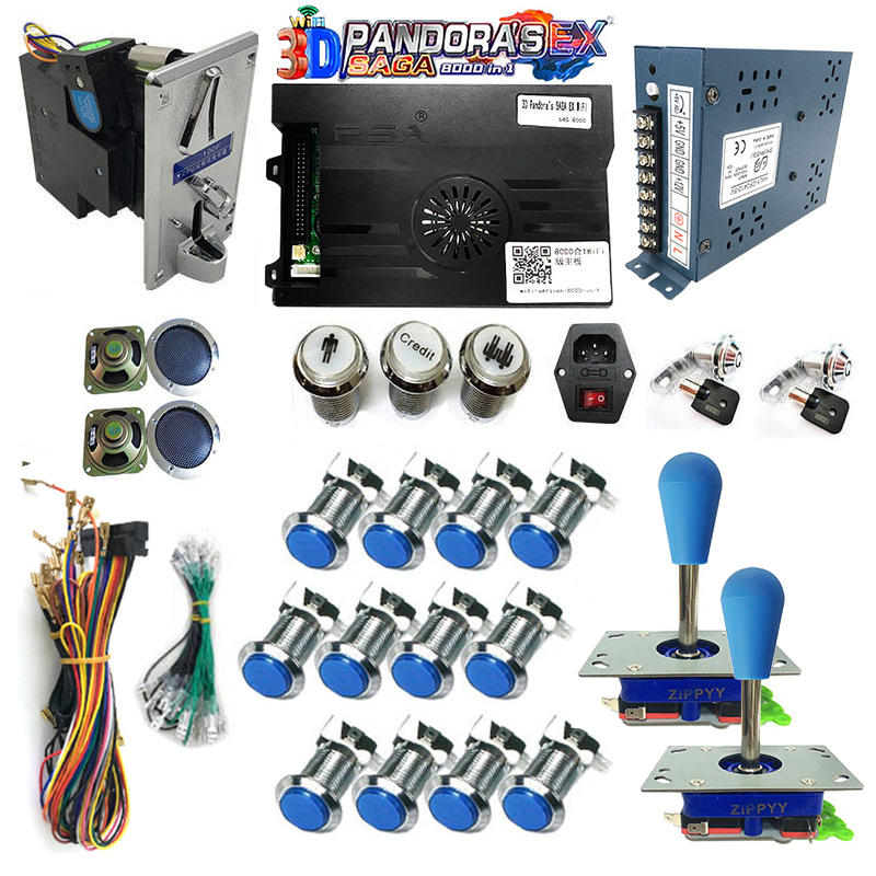 SQ ARCADE Pandora Saga EX 8000 in 1 Jamma Arcade DIY Kit LED Chrome ...