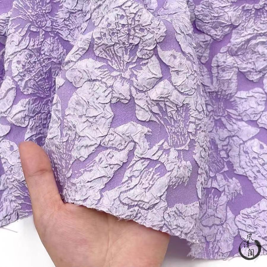 New Jacquard Cloth Bubble Relief Wrinkle Fabric Lily Embossed Diy ...