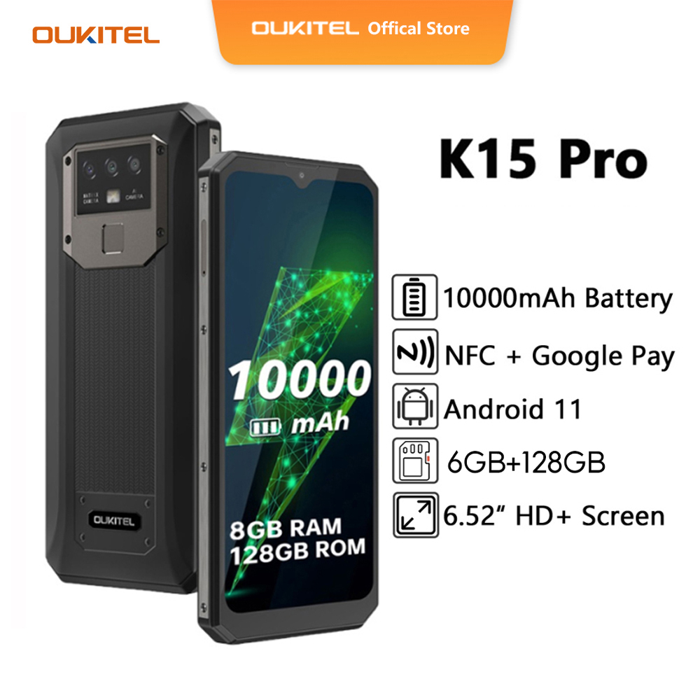 OUKITEL K15 Pro 6.52" FHD+ 10000mAh 6GB RAM 128GB ROM Cellphone 48MP ...