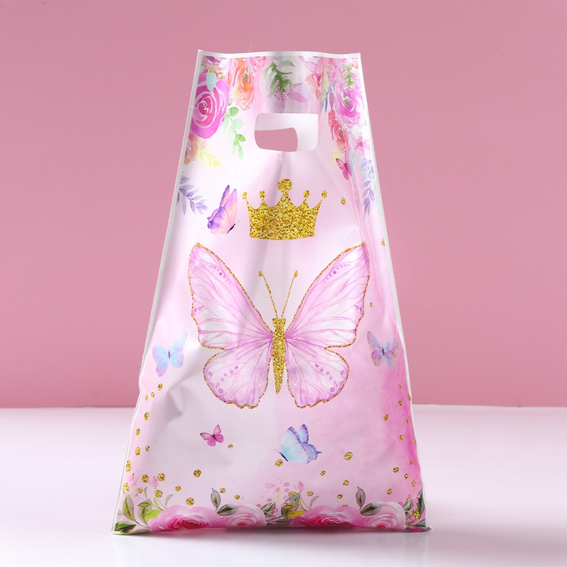 10pcs/set Pink Butterfly Doorgift Bags Plastic Candy Bags Butterfly ...