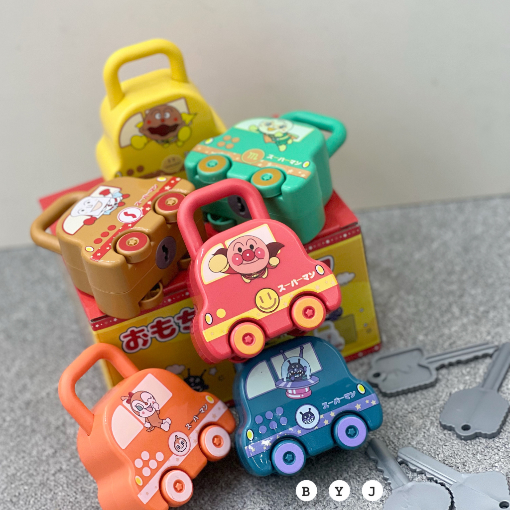 Children Anpanman Lock & unlock Key Toy moveable car montessori number ...