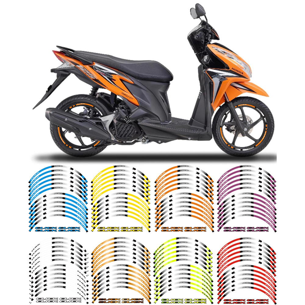 14‘’/14‘’ inch Wheel Motorcycle Wheel Sticker Reflective Decals Rim ...