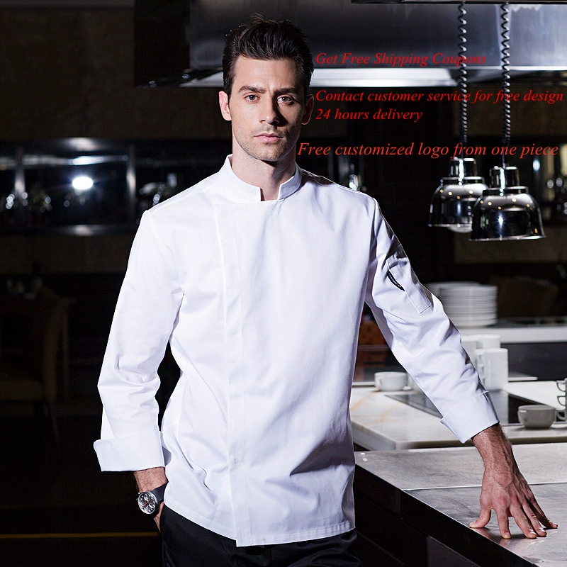 Ready Stock Chef clothing long-sleeved men and women white kitchen ...