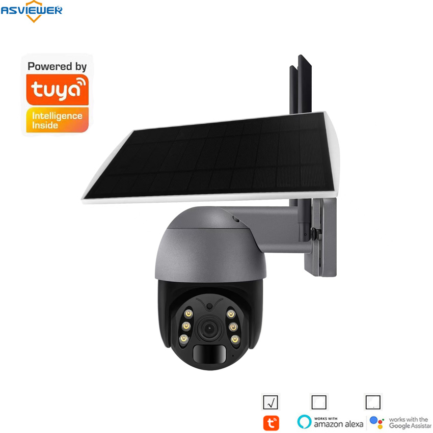 Tuya Solar Panel Powered IP Wi-Fi PTZ Camera Color Night Vision IP66 ...