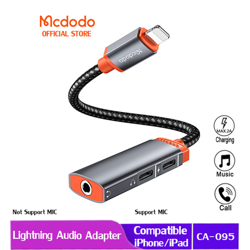 Mcdodo 3 In 1 Audio Adapter Lightning To Double Lighting + DC 3.5mm Jack Earphone Headphone ...