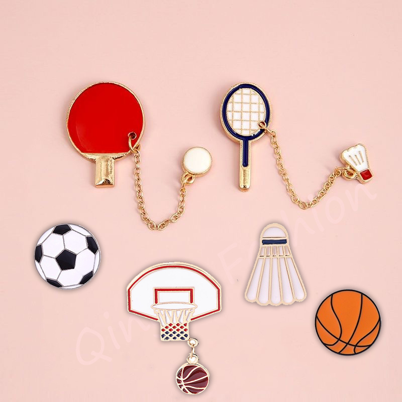 Sports Enamel Pin Brooches Football Volleyball Badminton Brooches Lapel ...