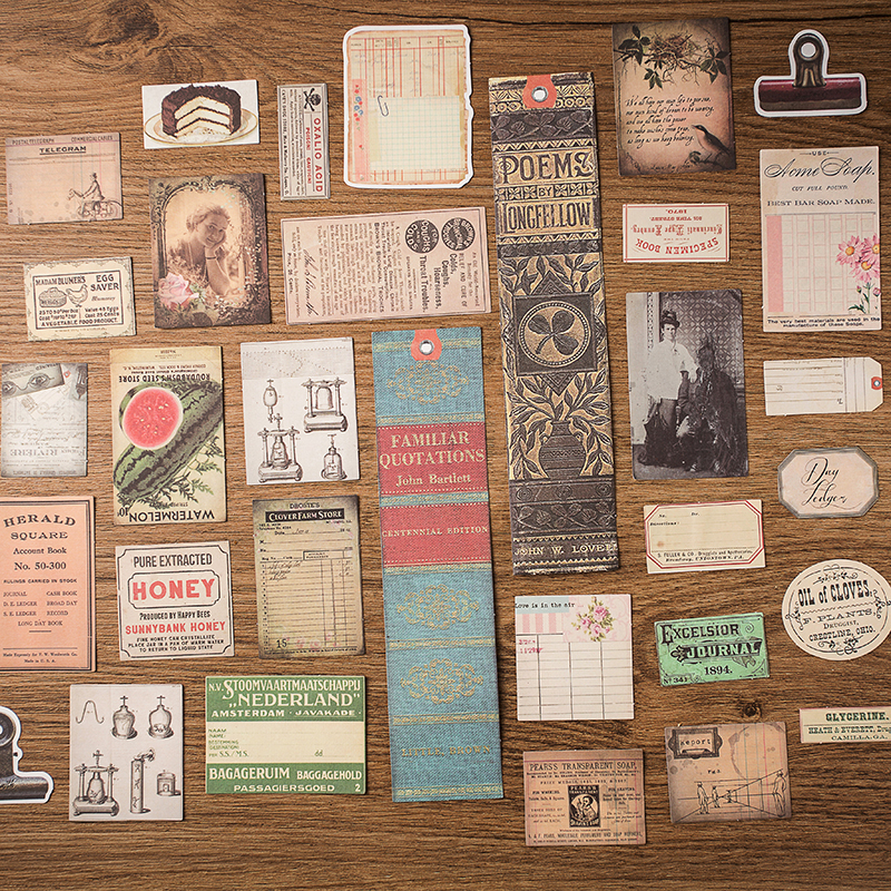 Junk journal Retro Material Handbook Sticker Pack European American ...