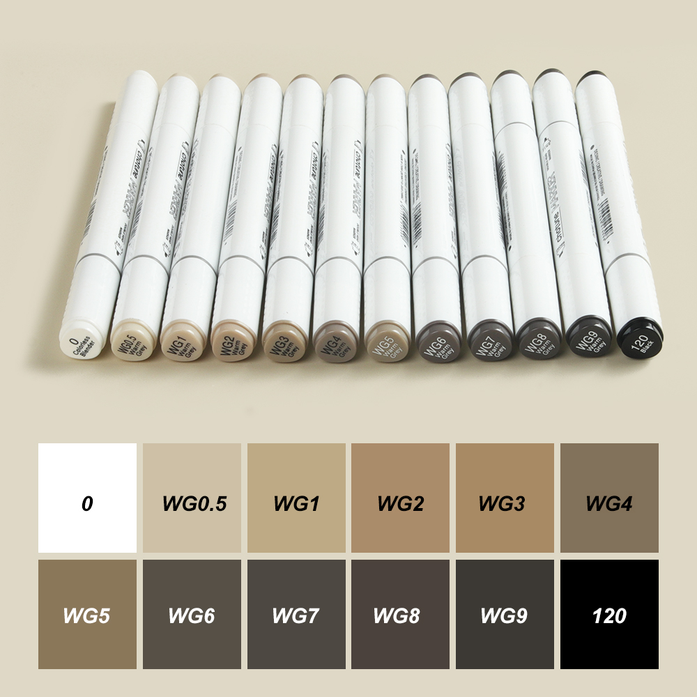 SeamiArt 12color Warm Cool Grey Colors Twin Tips Marker Pen for Anime ...