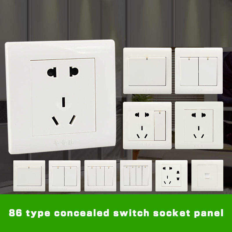 Type 86 Concealed 2, 3 Socket/Five-Hole Wall Panel Switch Socket Air Conditioner 16A Socket ...