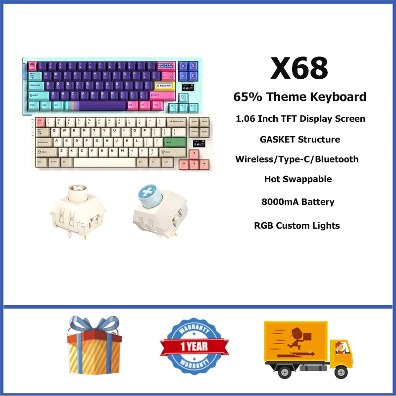VGN X68 GASKET Wireless Mechanical Keyboard 65% Layout RGB Hot Swap ...