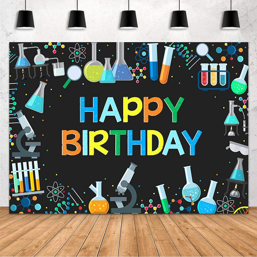 7x5ft Chemical Science Birthday Photography Backdrop Mad Science Happy ...