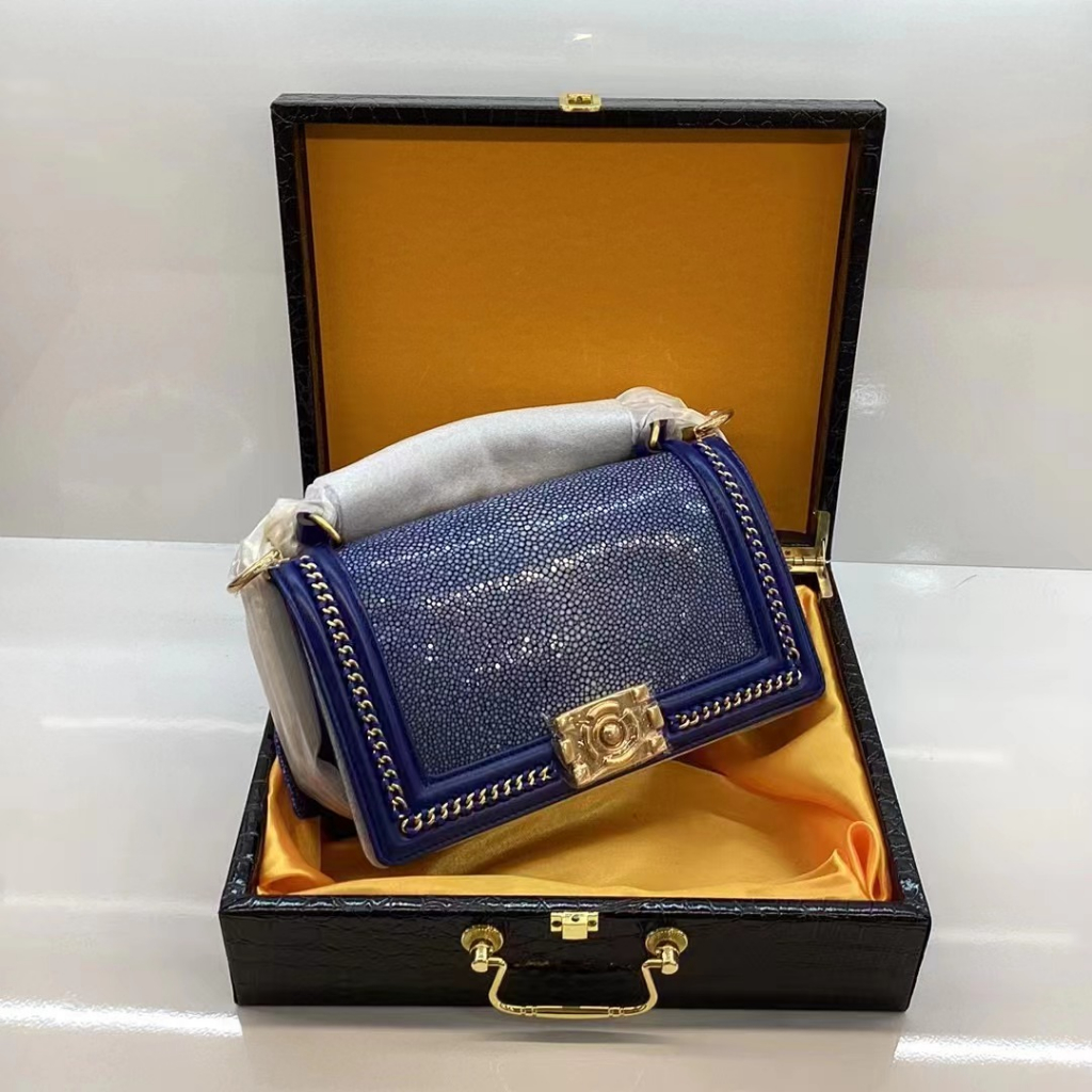 4298 Pearl Fish Skin+First Layer Cowhide Bag Shoulder Bag Crossbody Bag ...