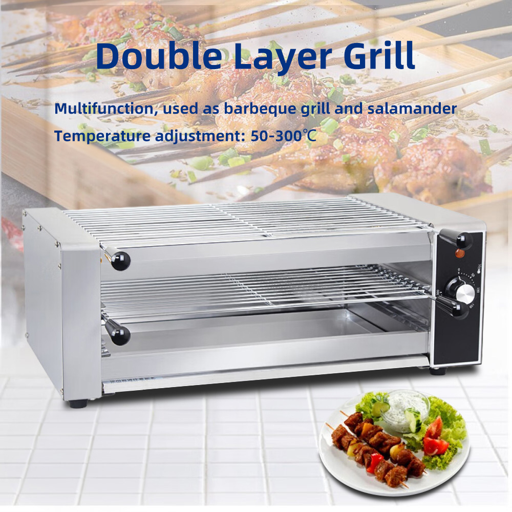 Commercial double layer smokeless BBQ grill electric small salamander ...
