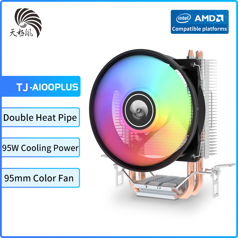 TJ A100 PLUS A200 PLUS CPU Air Cooler Color LED 90mm CPU Fan 2 Heat ...