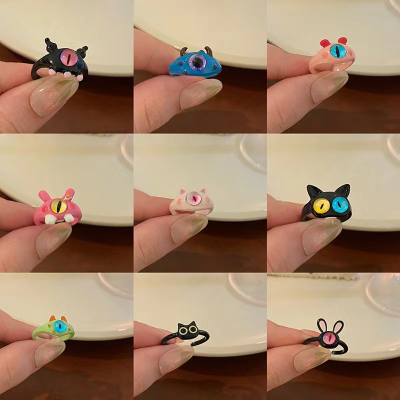 Cute Funny Cat Monster Ring Female Ins Cartoon Girl Open Index Finger ...