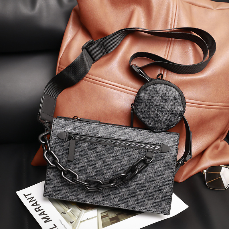 New Fashion Envelope bag Men Box Chain Bag 2 IN 1 Shoulder Bag Coin Bag ...