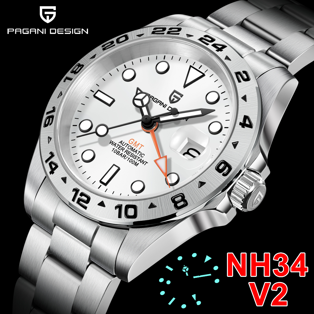 2024 New 40MM PAGANI DESIGN NH34 Men GMT Automatic Mechanical Watch For Men Sapphire Stainless ...