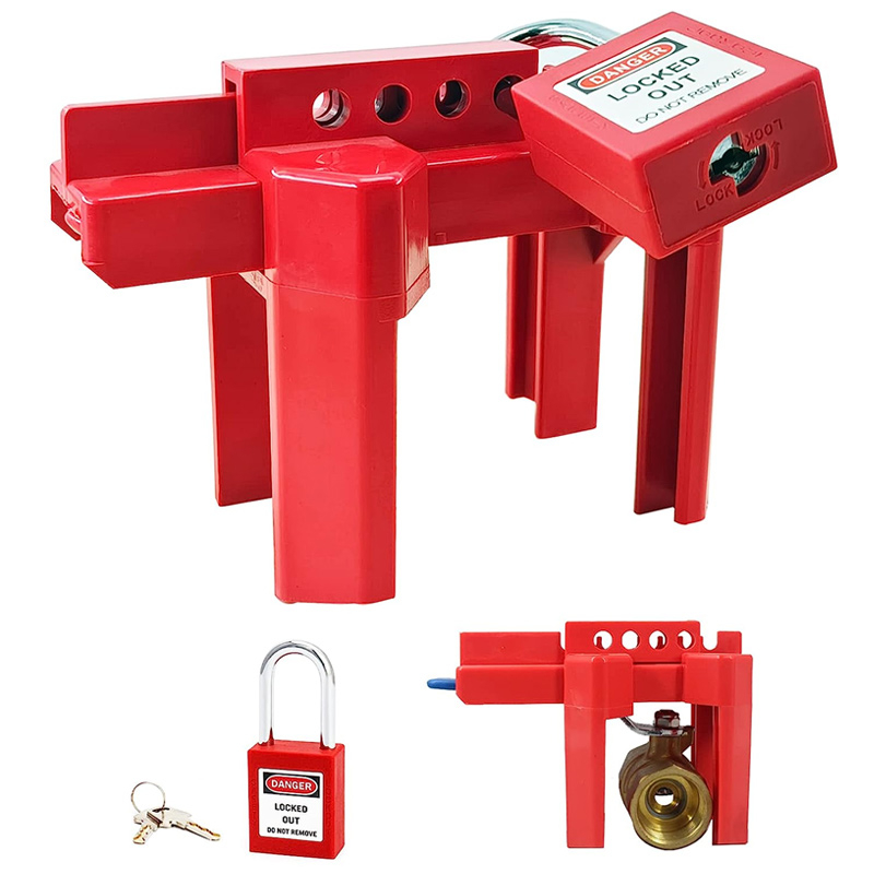 1set Adjustable Ball Valve and Safety Padlock Lockout Industrial Faucet ...