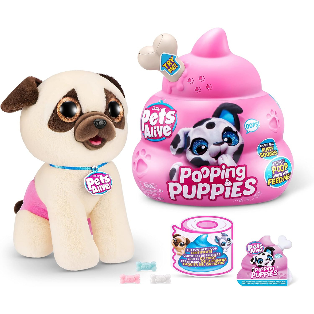 Pets Alive Pooping Puppies by ZURU Real Pet Dog Puppy Play Soft Toy ...