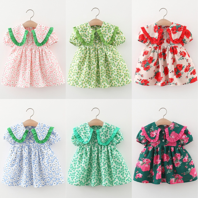 Korean Style NewBorn Baby Girls Dress Short Sleeve Beach Princess Dress ...