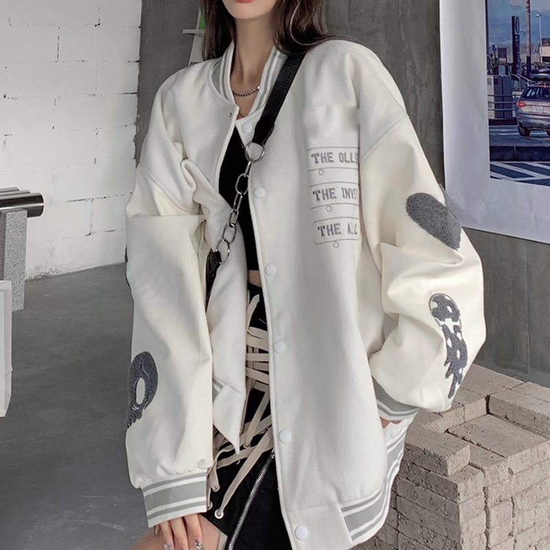 American Retro Loose Baseball Uniform Fashionable Versatile Jacket High ...