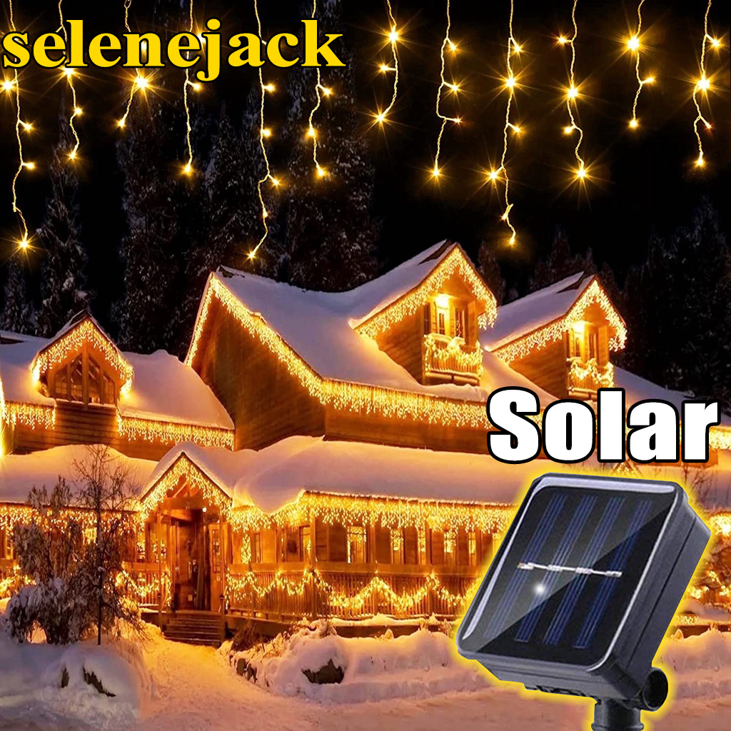 Solar Christmas Lighting Curtain Light Chandelier LED Icicle Light ...