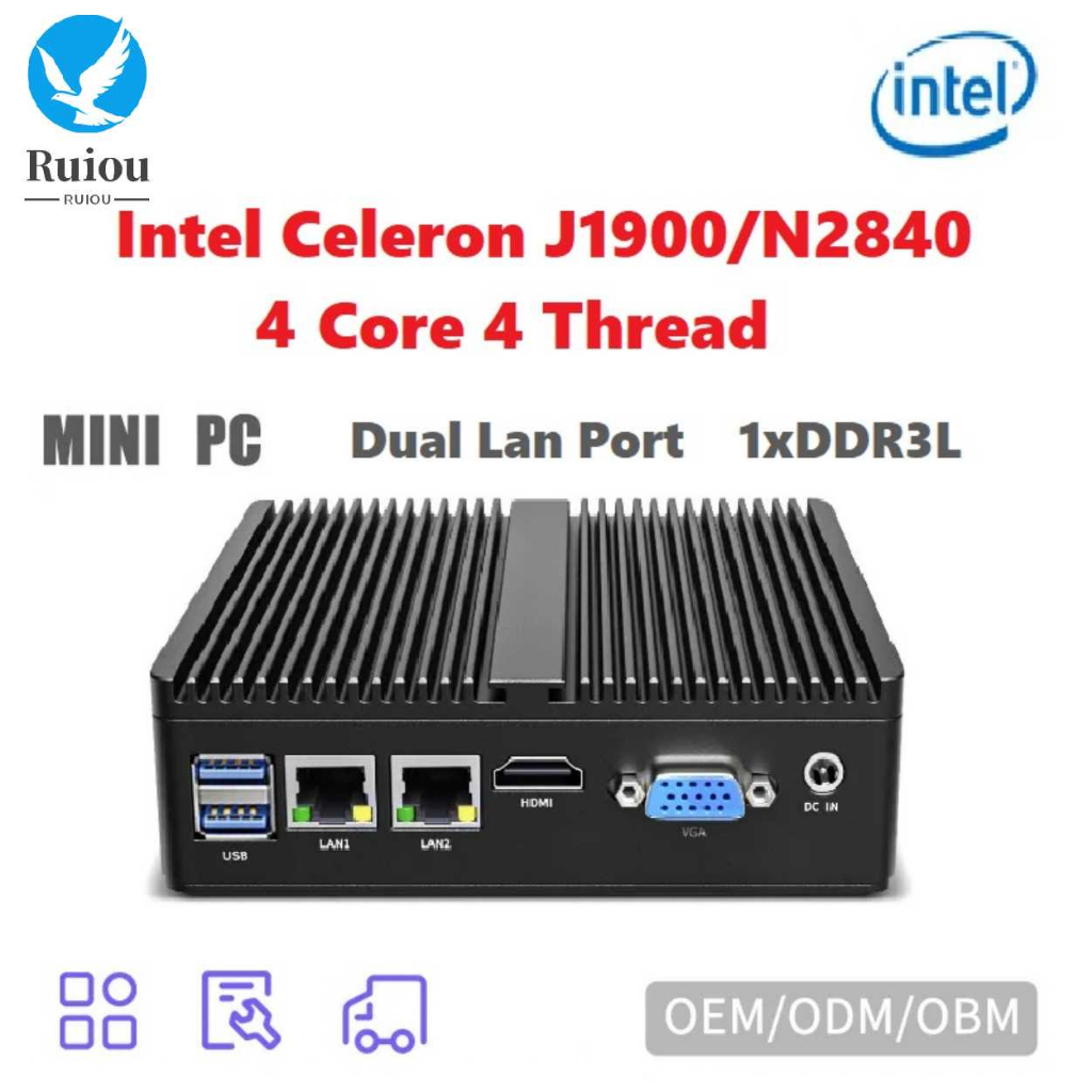 Fanless Soft Router Mini PC IPC Industrial Computer Intel Celeron N2840 J1900 2 LAN 2 COM USB3.0 ...