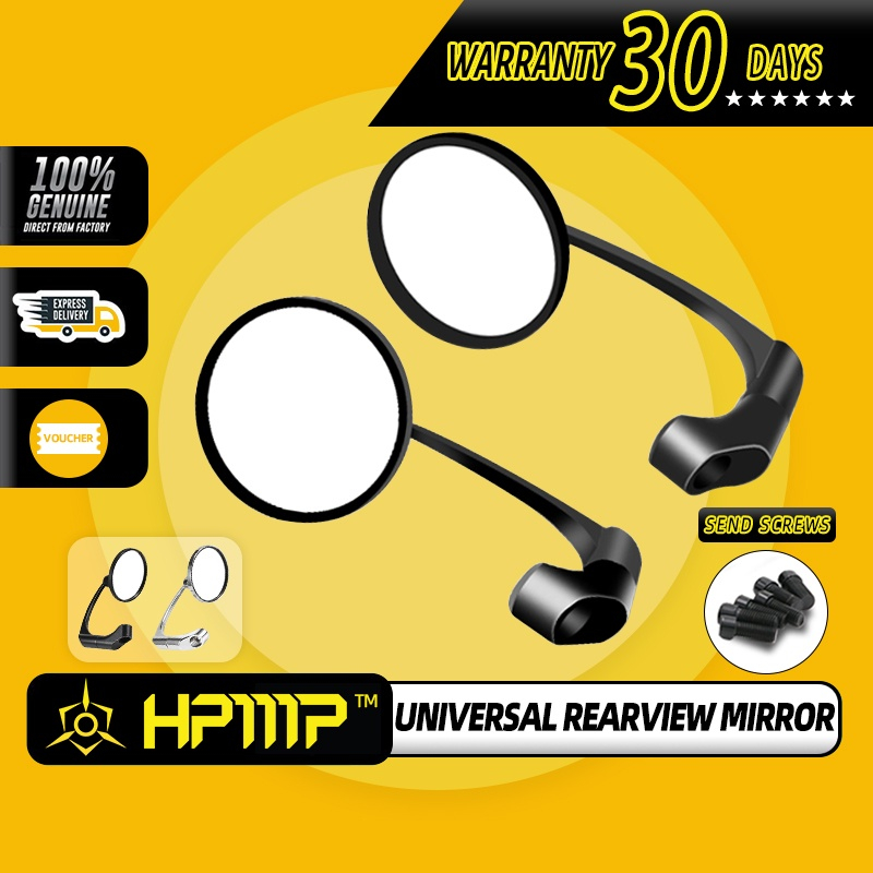 Motorcycle Rearview Side Mirror with 8/10mm Screws Universal Round ...