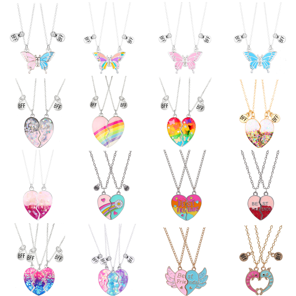 2pcs/Set Heart BFF Necklace for Women Adjustable Chain Magnet DIY Heart ...
