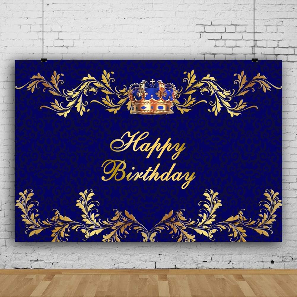 5x3ft Crown Backdrop Blue Gold Birthday Backdrop King Prince Royal ...