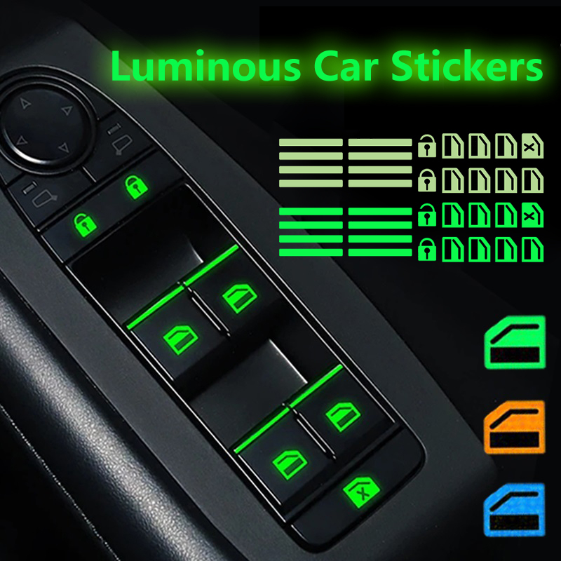 1Pcs Car Styling Window Switch Luminous Stickers Night Glowing Button ...