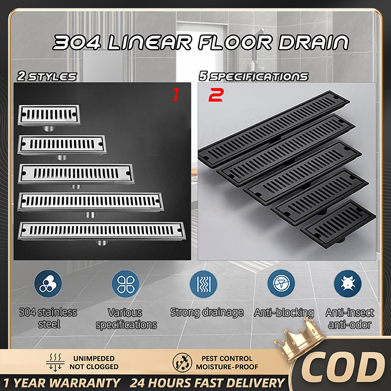 COD 304 stainless steel linear floor drain and tile/concealed design ...