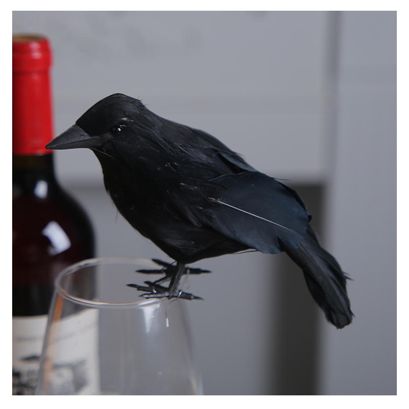 Halloween Artificial Crow Fake Crow Realistic Black Feather Bird Party ...