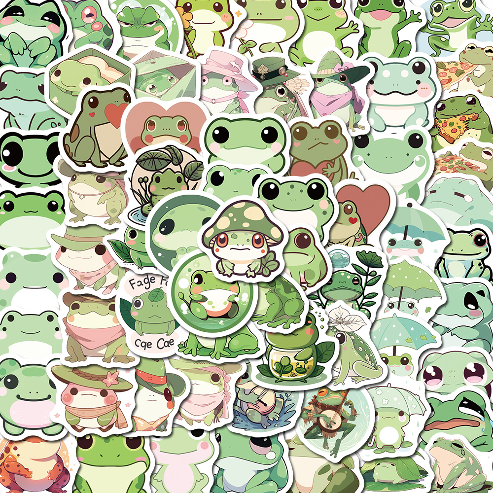 100pcs Cute Frog Cartoon Stickers Exquisite and Creative DIY Hand ...