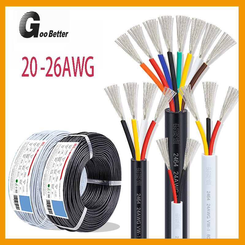 20-26AWG Shielded Wire Power Cord UL2464 Black/White Tinned Copper Cable 2 Cores/3 Cores/4 Cores ...